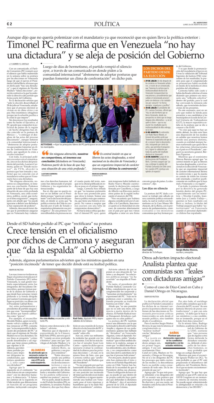 El Mercurio | Rodrigo Arellano comenta la postura del Partido Comunista ...