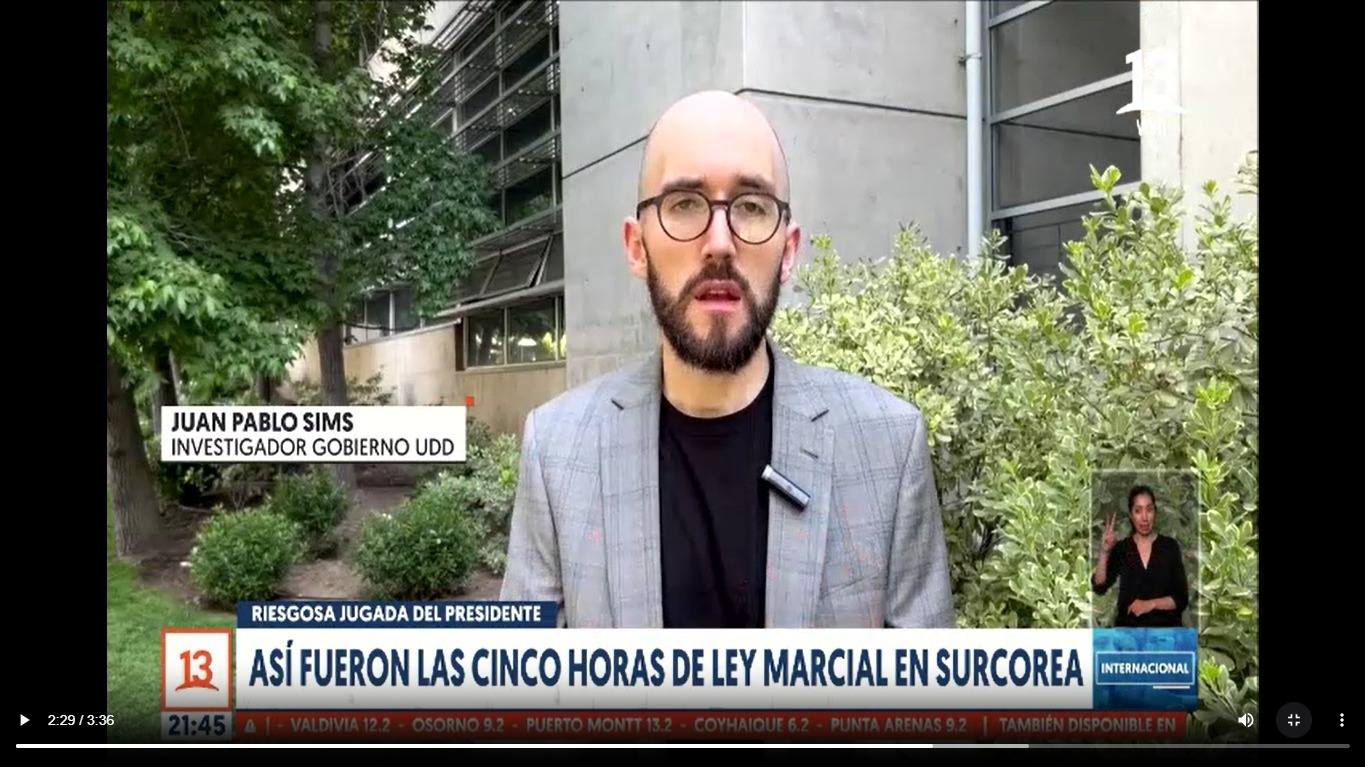 Canal 13 | Juan Pablo Sims explica ley marcial de Corea del Sur ...